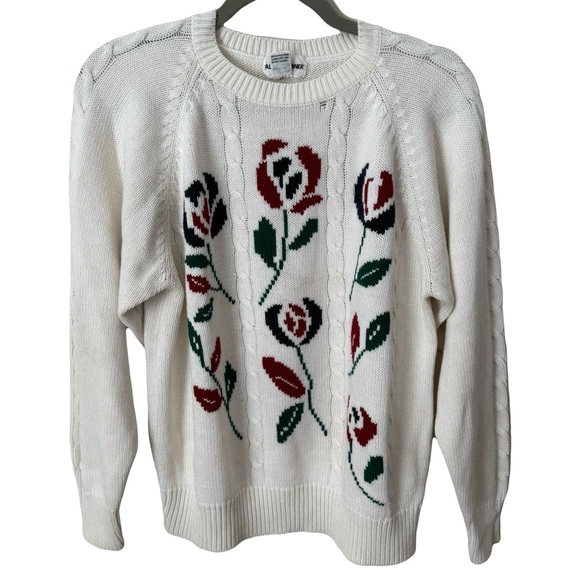 Alfred Dunner | Sweaters | Vintage Alfred Dunner Floral Knit Chunky ...